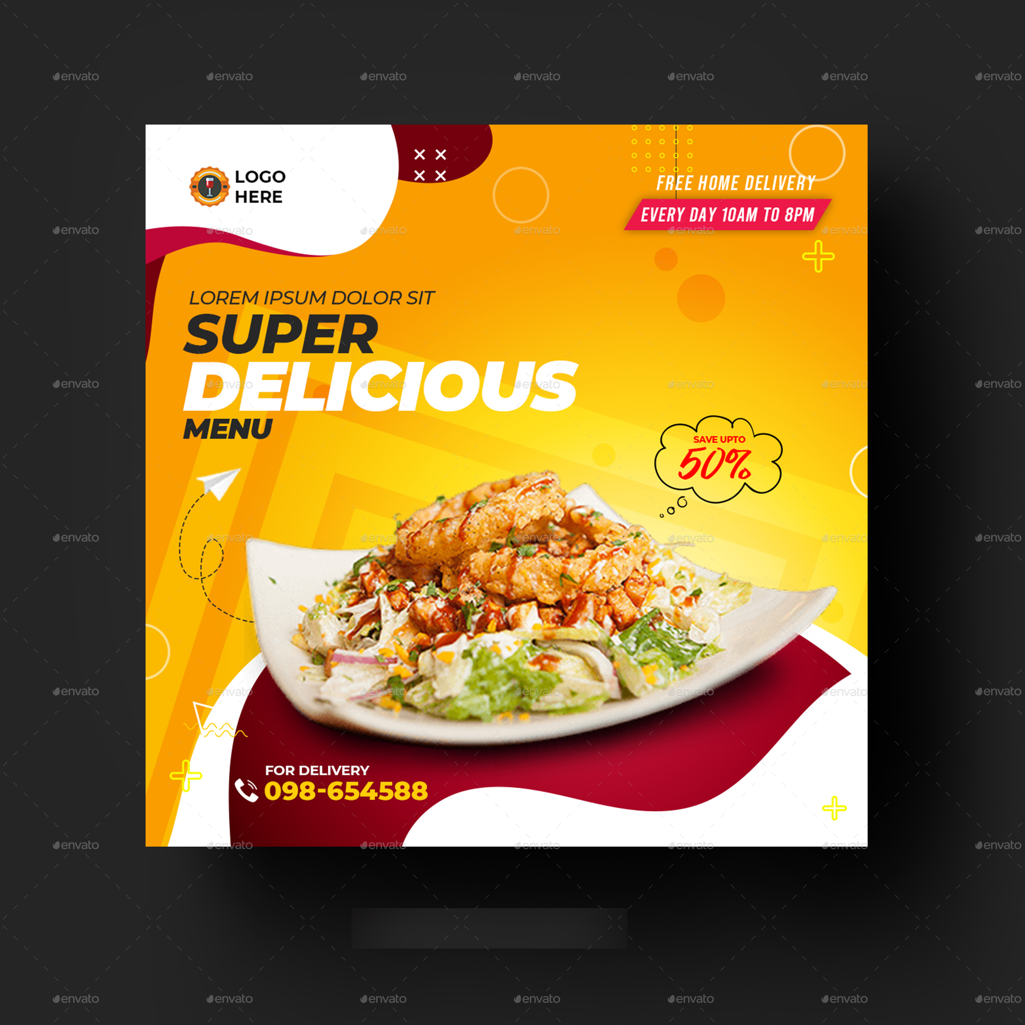 Food Menu Social Media Template, Web Elements | GraphicRiver