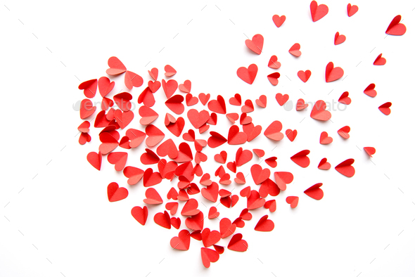 Big heart sign made from red hearts isolated on white. Valentines day ...