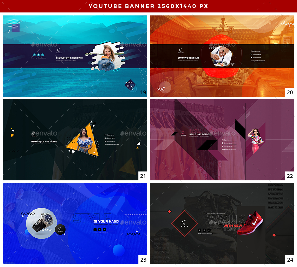 50 YouTube Cover Banners, Web Elements | GraphicRiver