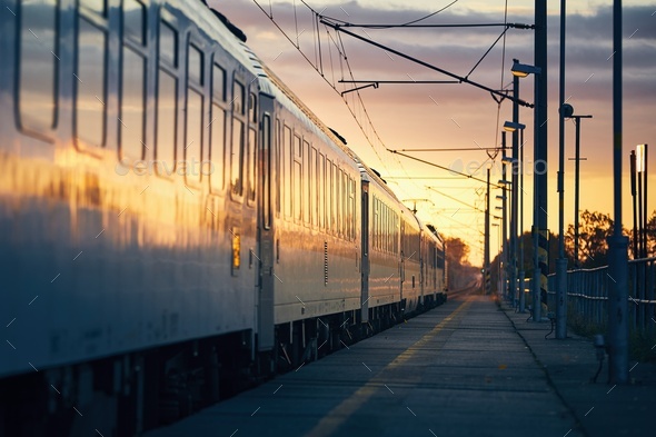 Train leaving from railroad station Stock Photo by Chalabala | PhotoDune
