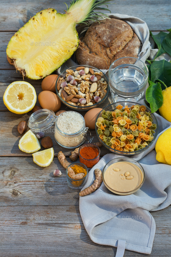 Low purine ingredients for dieting to stop gout Stock Photo by ...