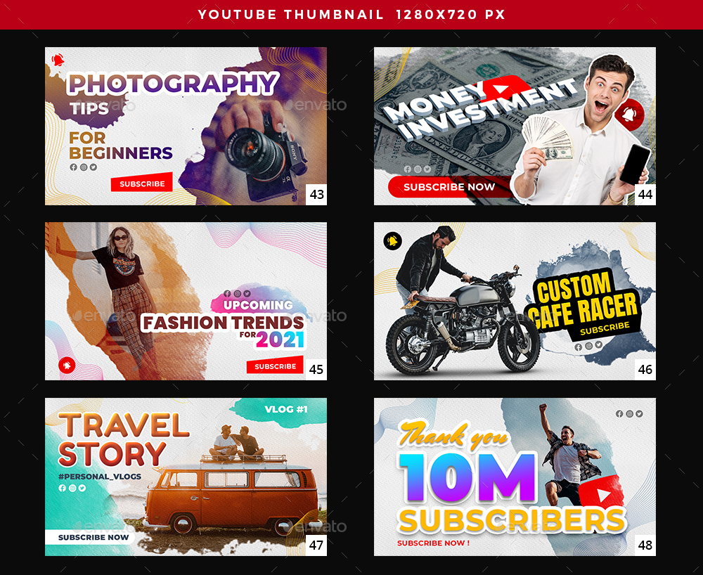 50 Youtube Thumbnail, Web Elements | GraphicRiver