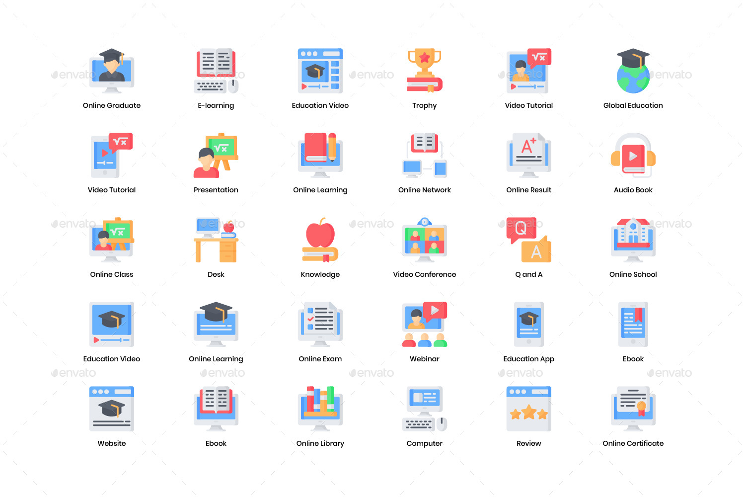 Online Learning Icons, Icons | GraphicRiver