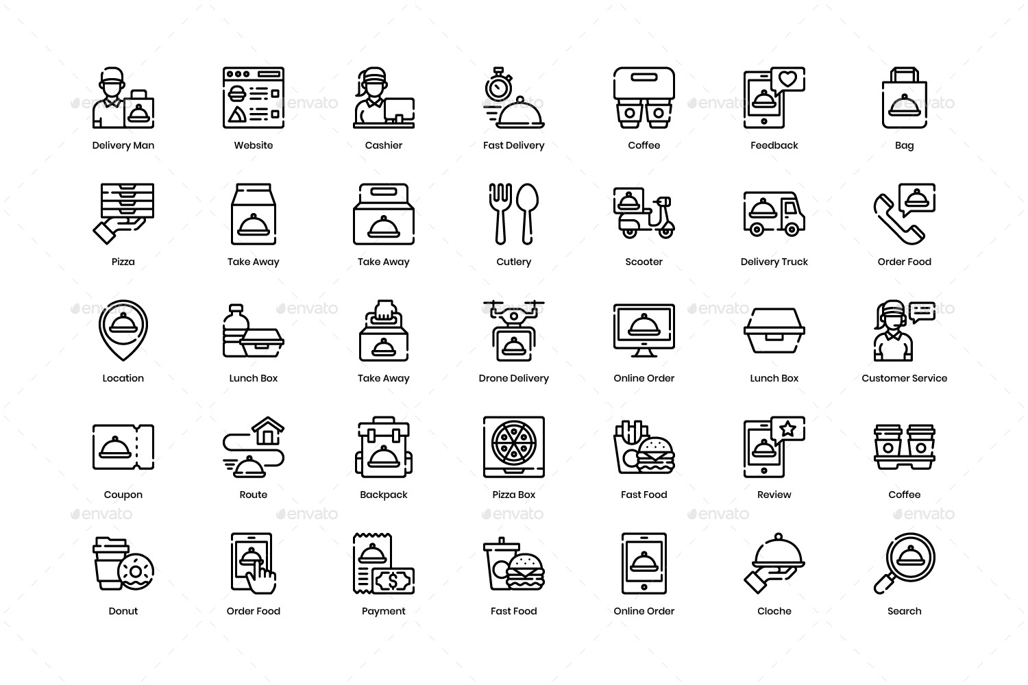 Food Delivery Icons, Icons | GraphicRiver