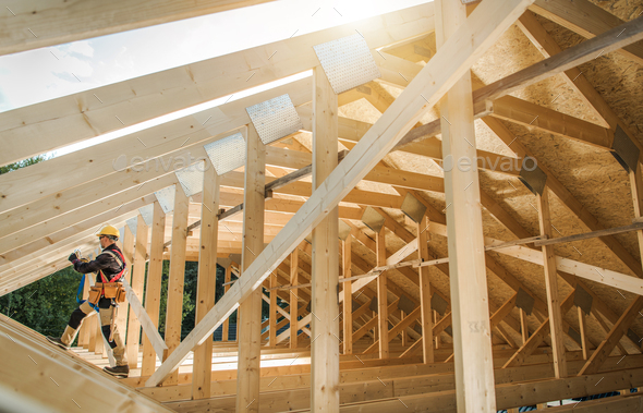 Wooden Roof Skeleton Frame of Building Stock Photo by duallogic | PhotoDune