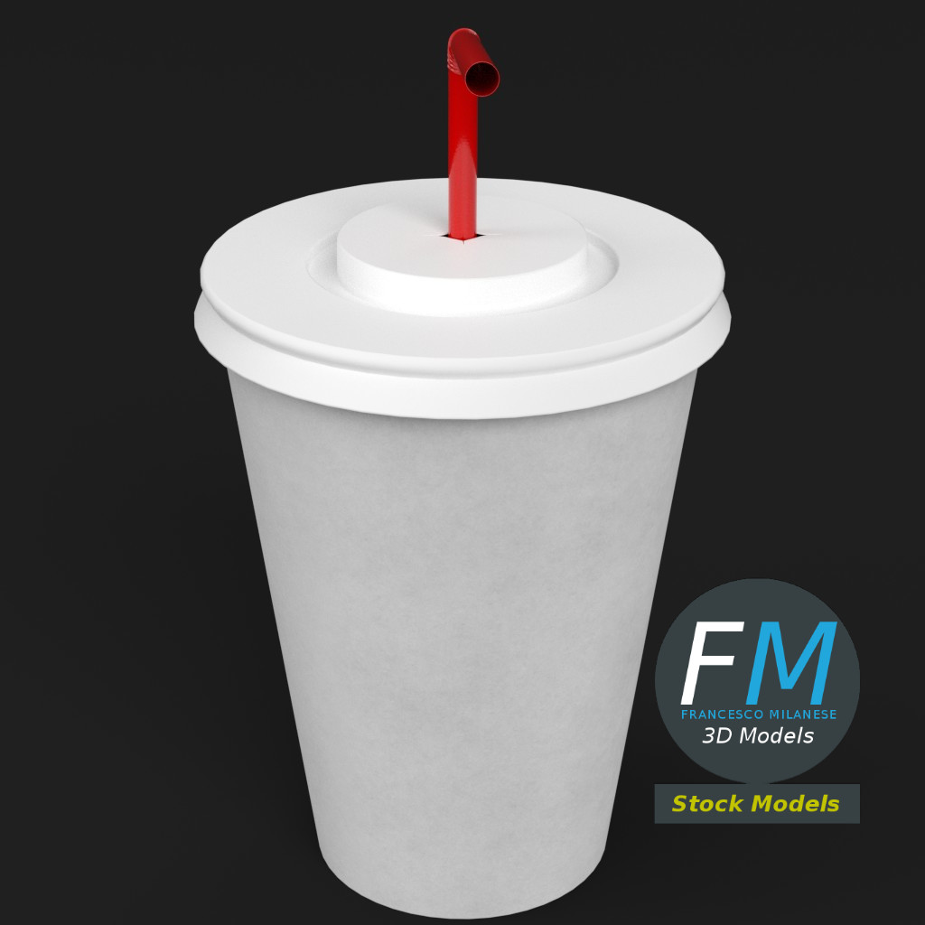Paper cup with straw by FrancescoMilanese85 | 3DOcean