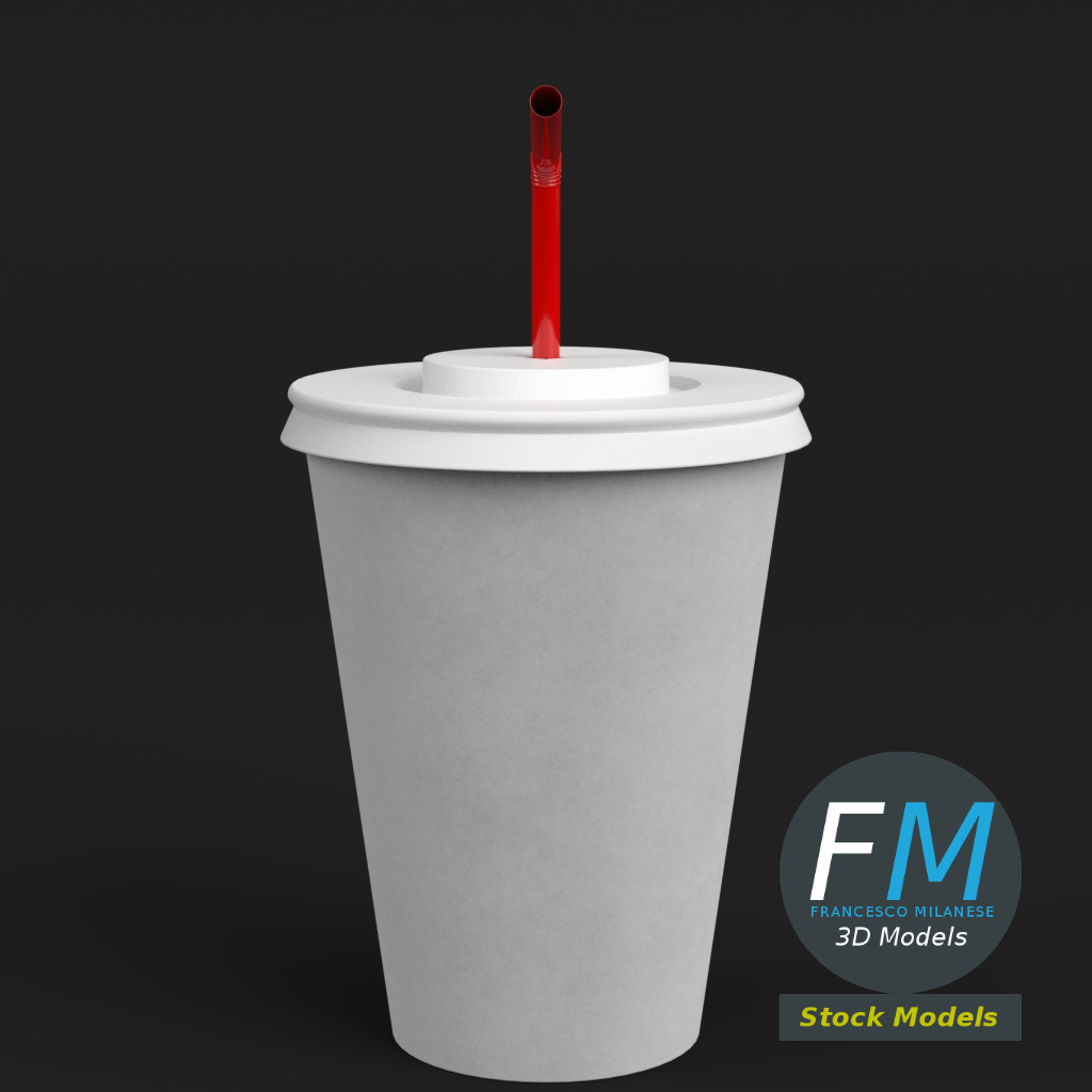 Paper cup with straw by FrancescoMilanese85 | 3DOcean