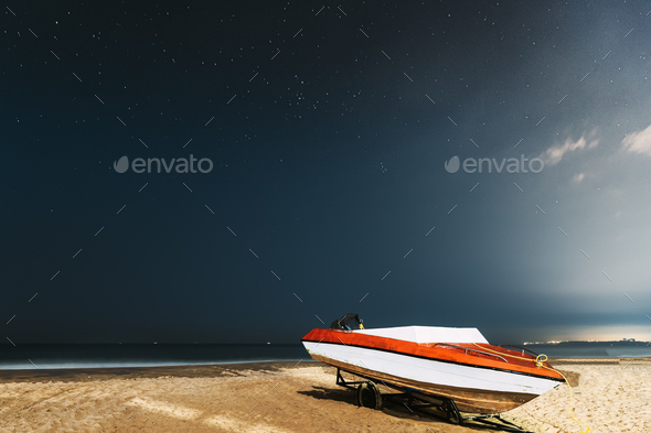 Goa, India. Real Night Sky Stars. Natural Starry Sky Blue Color Above ...