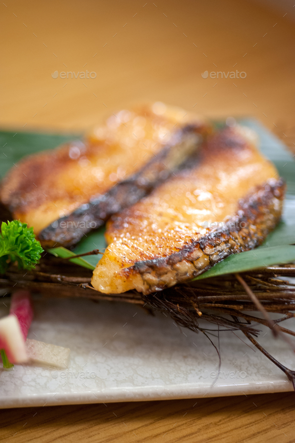 Japanese style teppanyaki roasted cod fish Stock Photo by keko64 ...