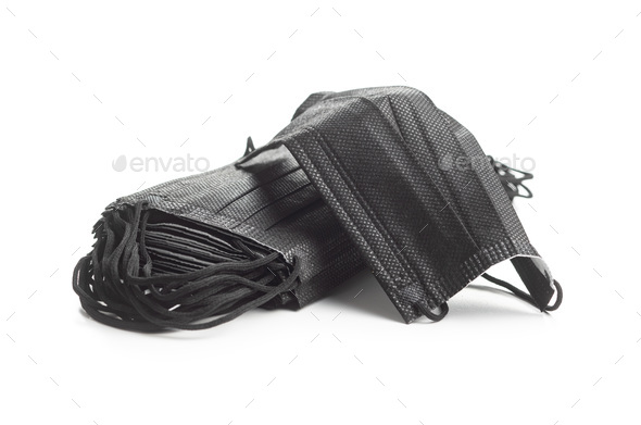 Corona virus protection. Black medical paper face masks Stock Photo by ...