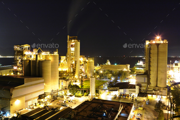 cement factory at night Stock Photo by leungchopan | PhotoDune