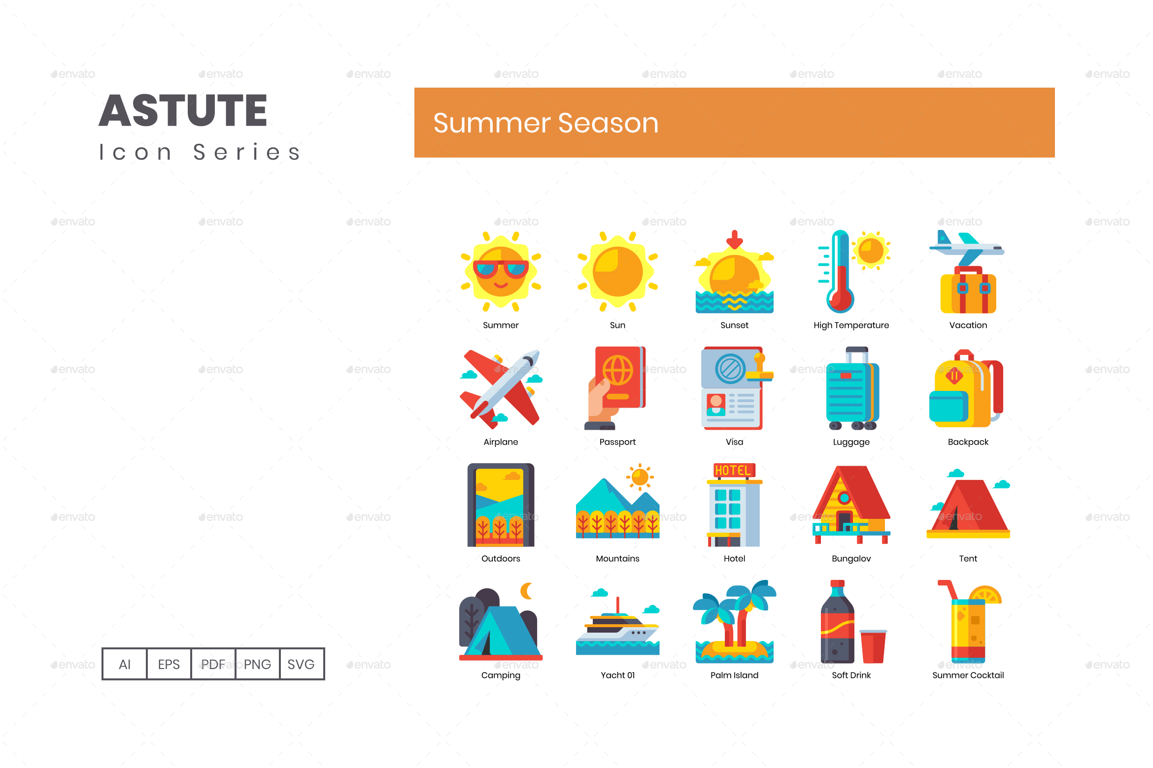 Summer Season Icons, Icons | GraphicRiver