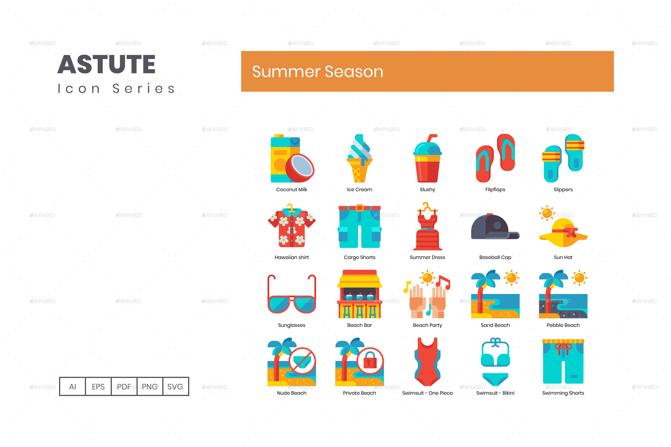 Summer Season Icons, Icons | GraphicRiver