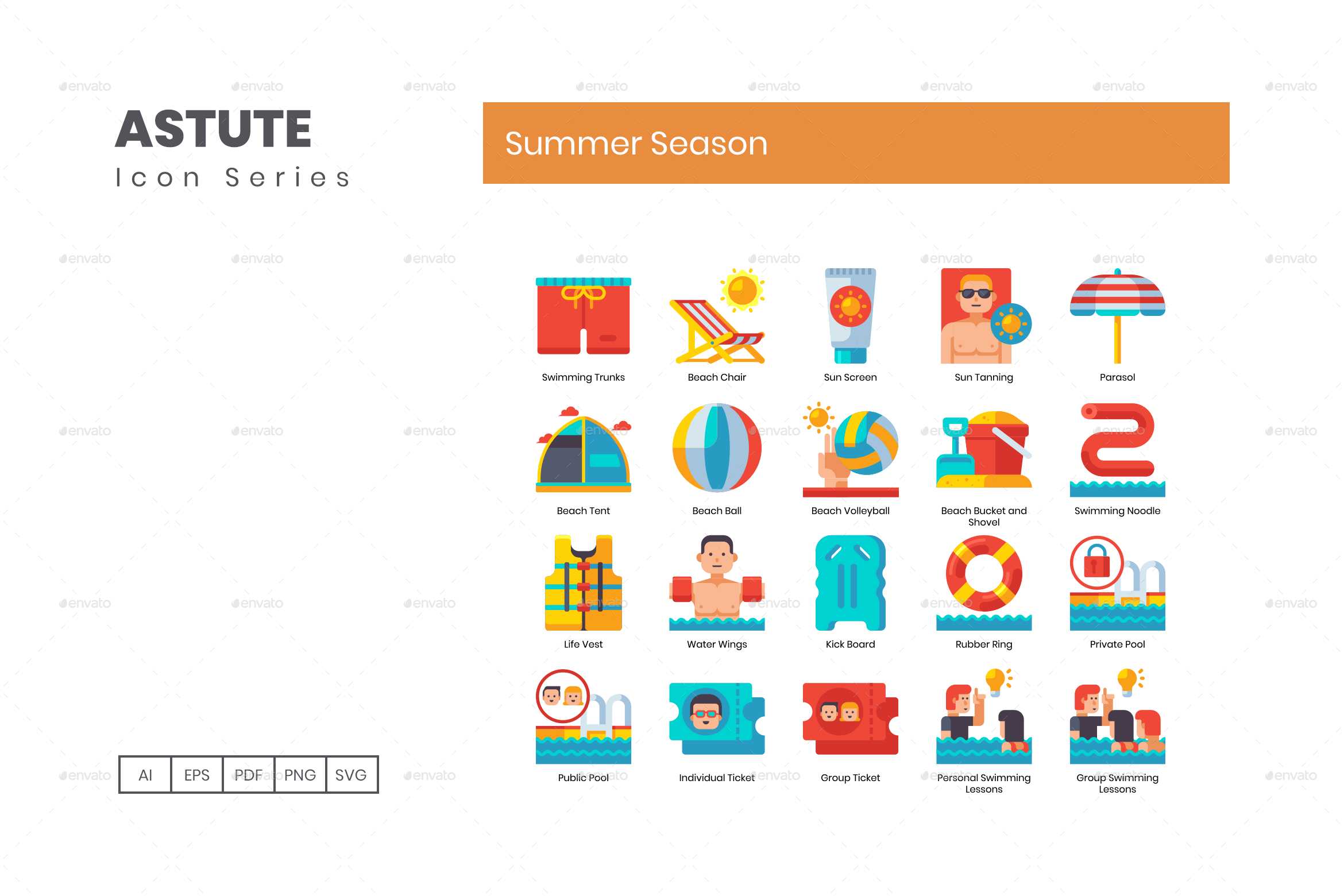 Summer Season Icons, Icons | GraphicRiver