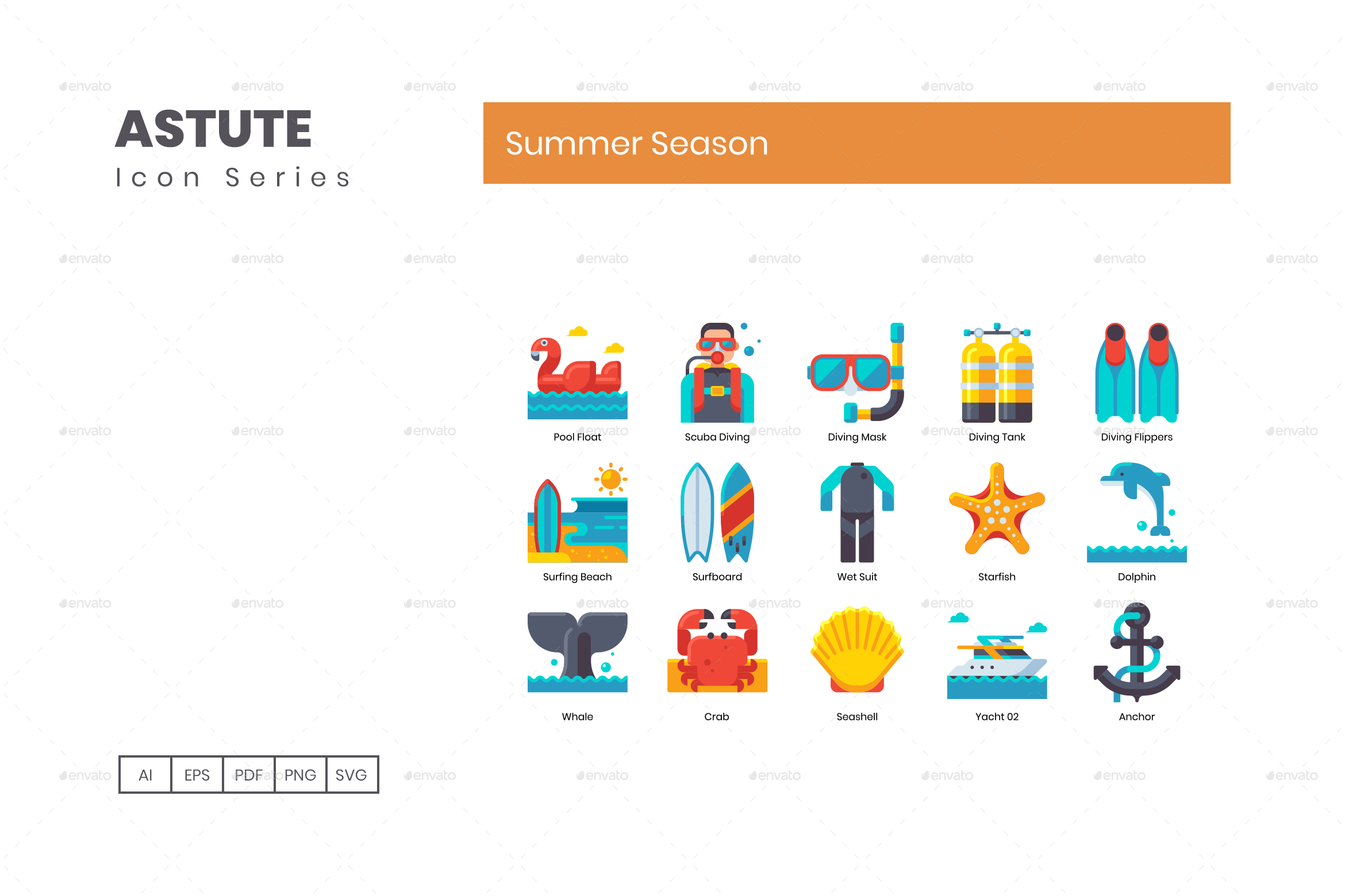 Summer Season Icons, Icons | GraphicRiver