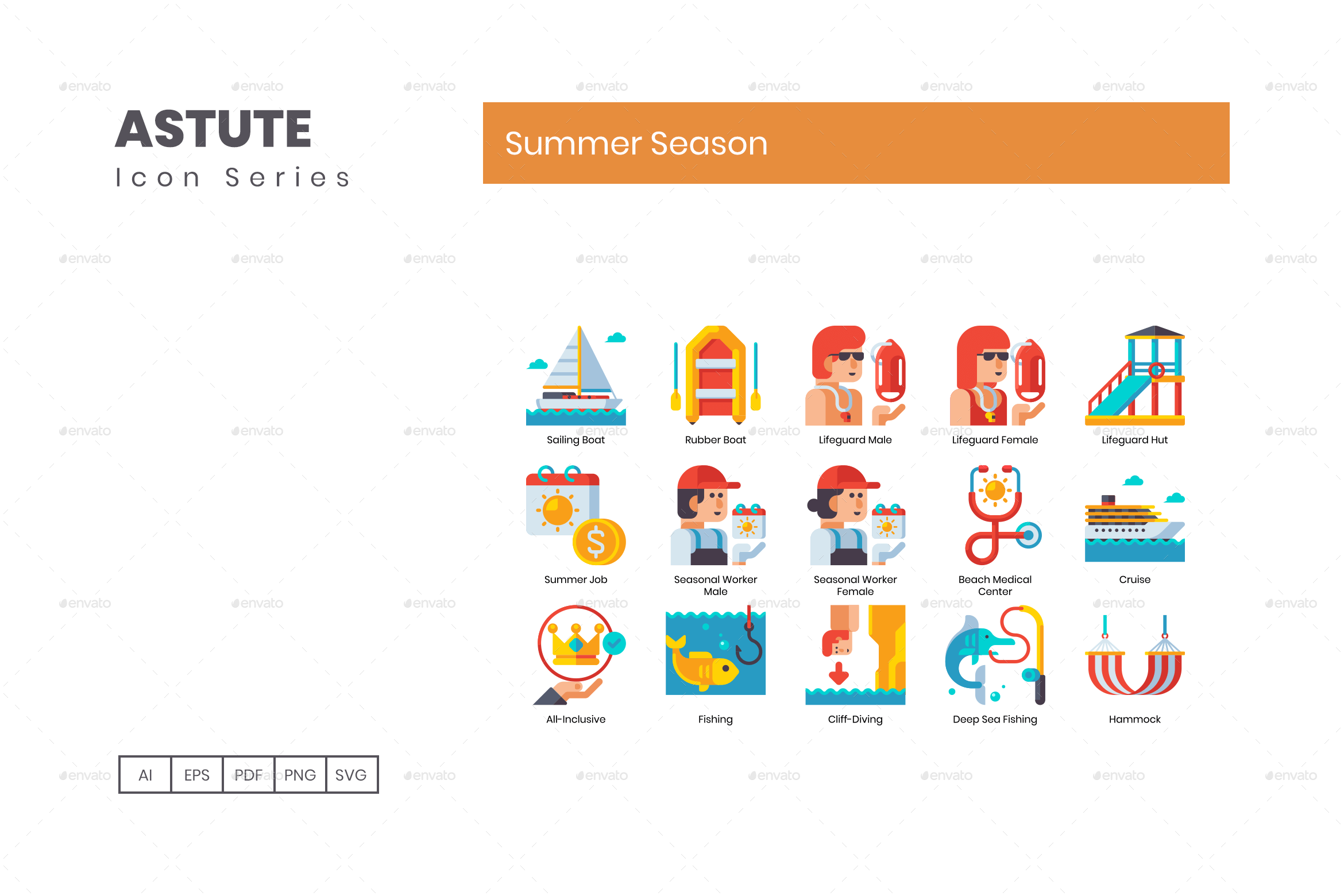 Summer Season Icons, Icons | GraphicRiver