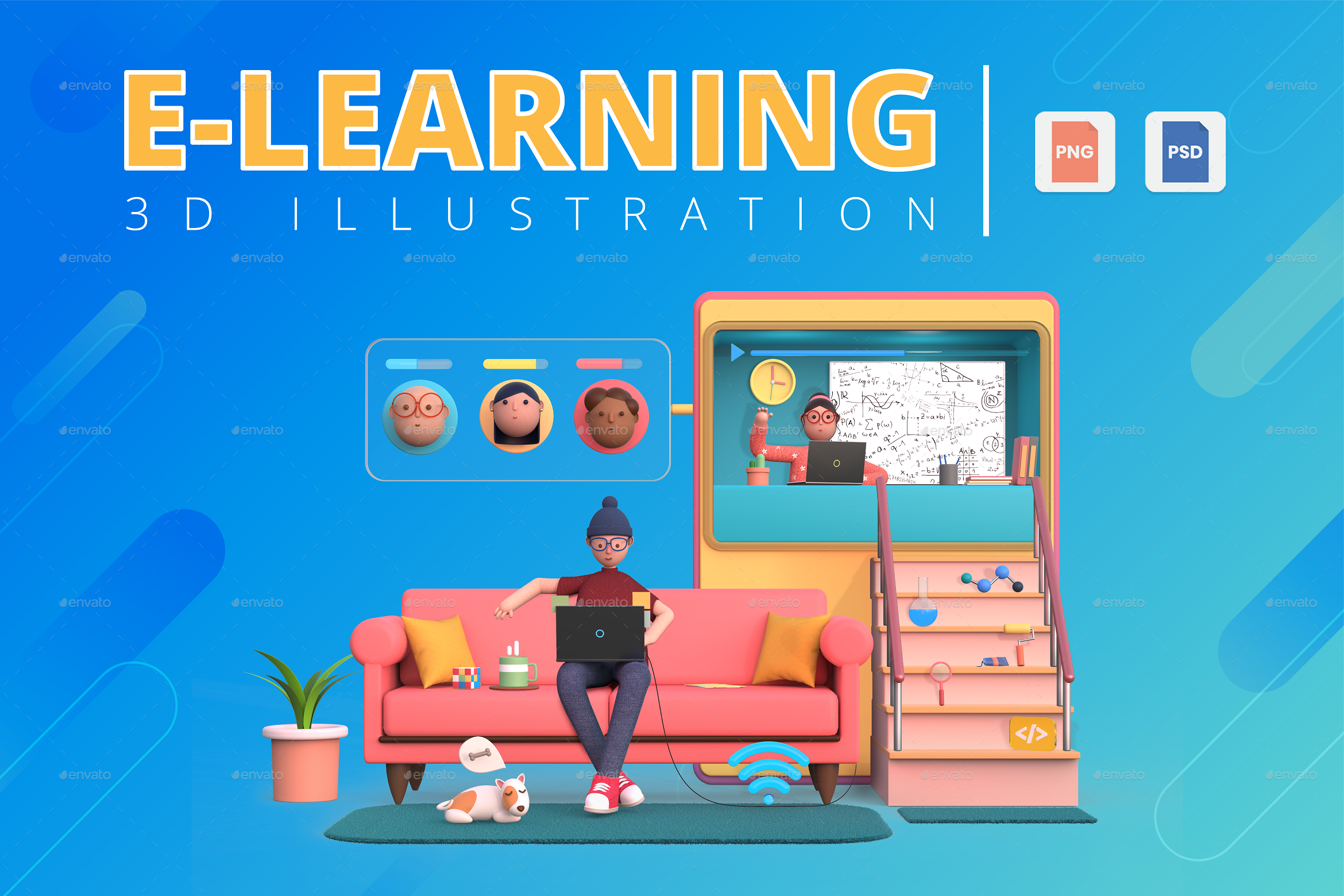 3D E-Learning Illustration, Graphics | GraphicRiver