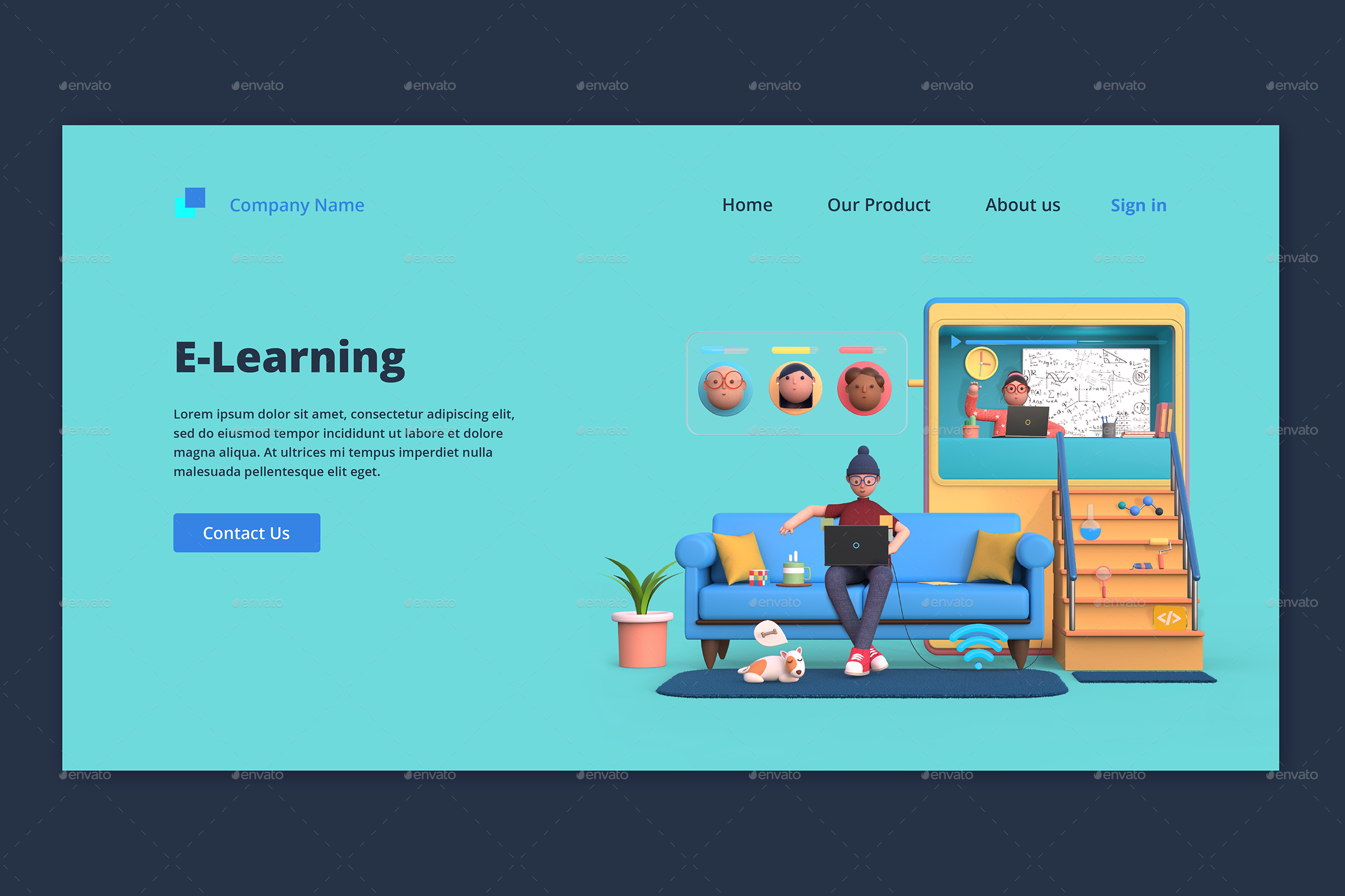 3D E-Learning Illustration, Graphics | GraphicRiver