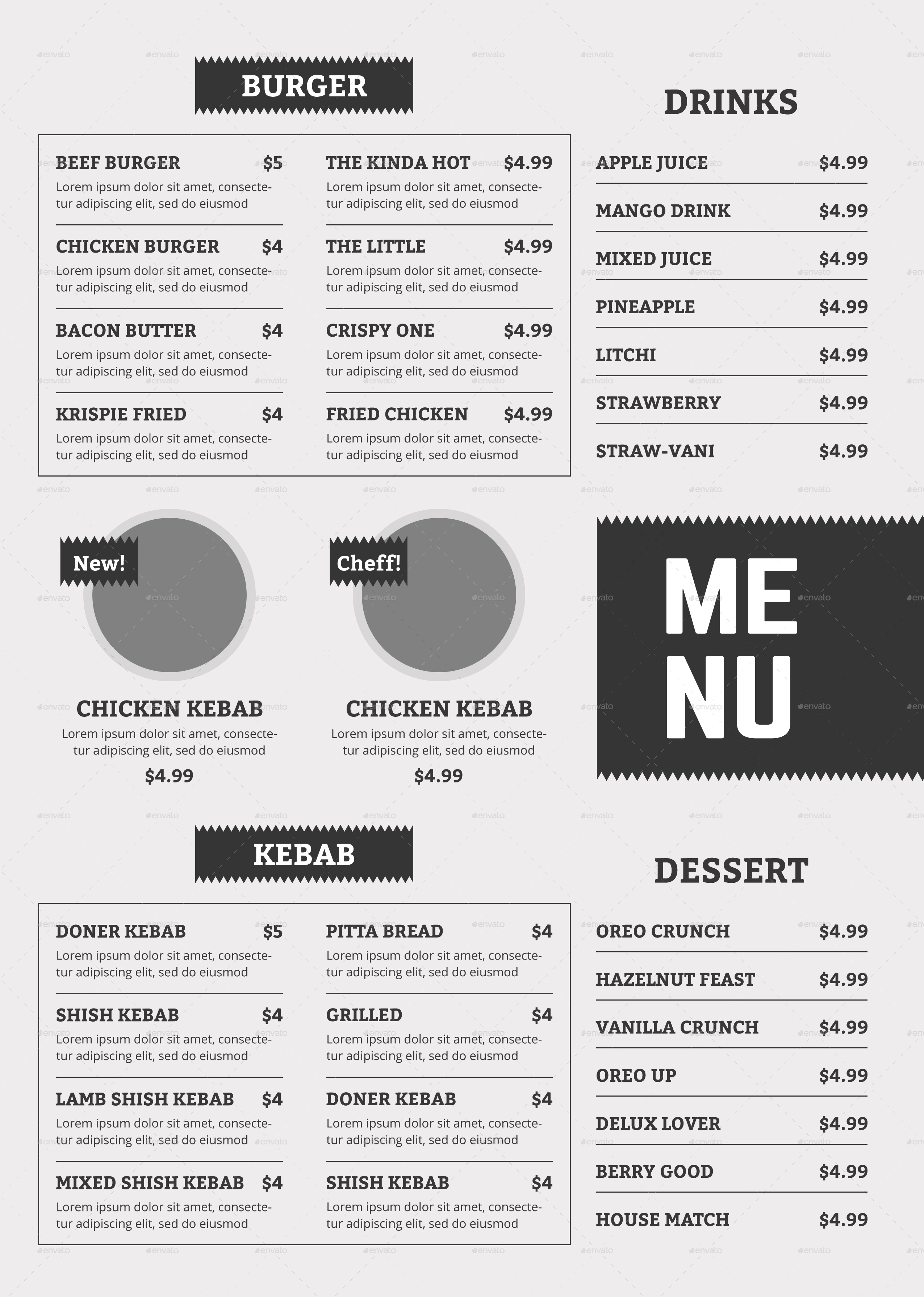 Simple Restaurant Menu, Print Templates | GraphicRiver