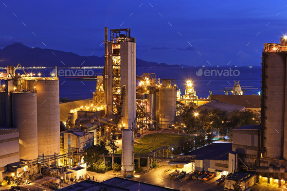 cement factory at night Stock Photo by leungchopan | PhotoDune