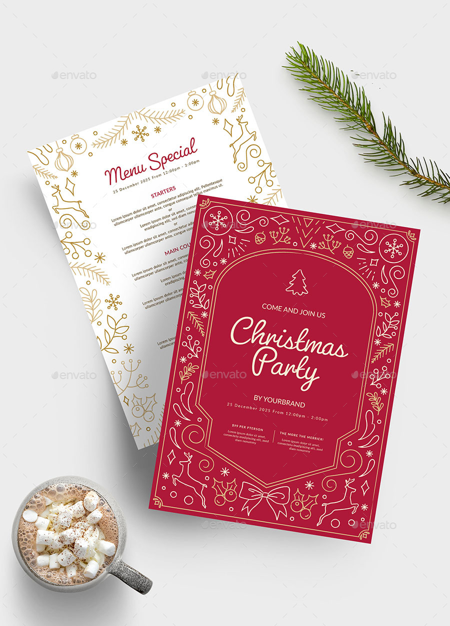 Festive Christmas Menu, Print Templates | GraphicRiver