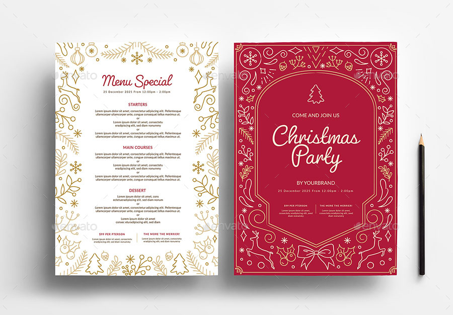 Festive Christmas Menu, Print Templates | GraphicRiver