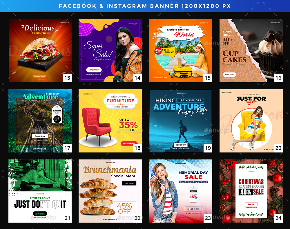 50-Instagram & Facebook Banners, Web Elements | GraphicRiver