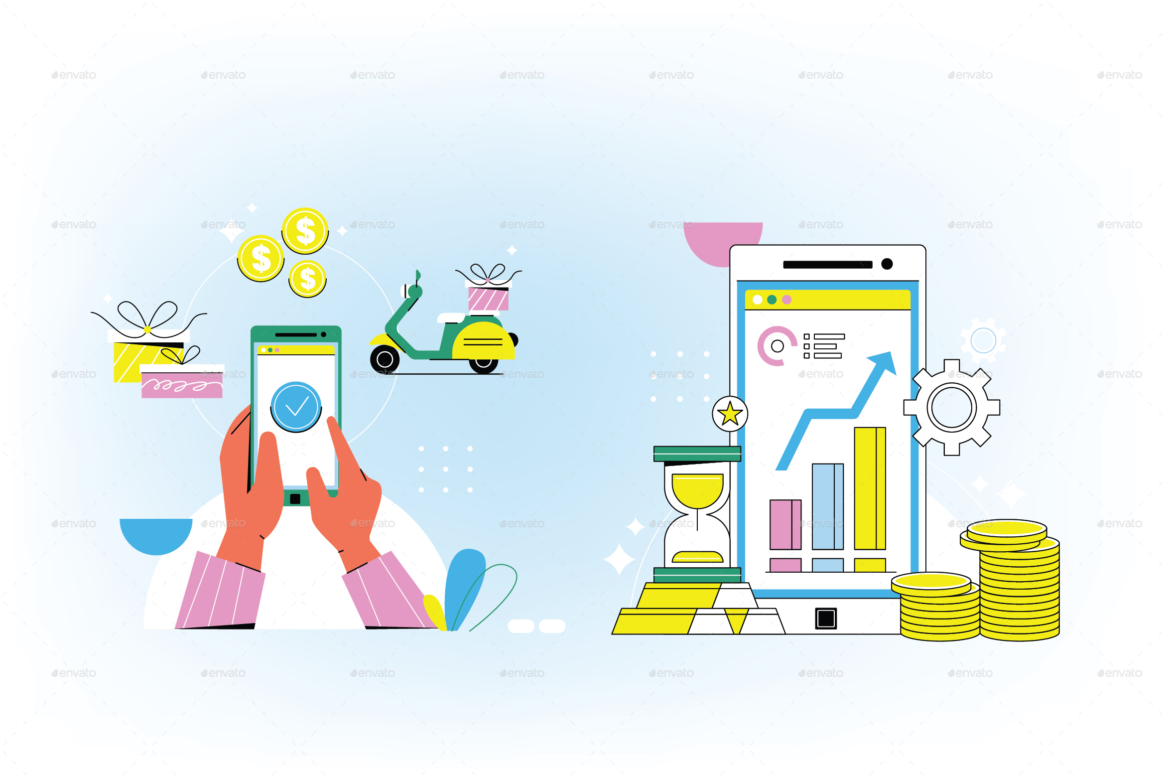 E-Commerce Illustration, Vectors | GraphicRiver