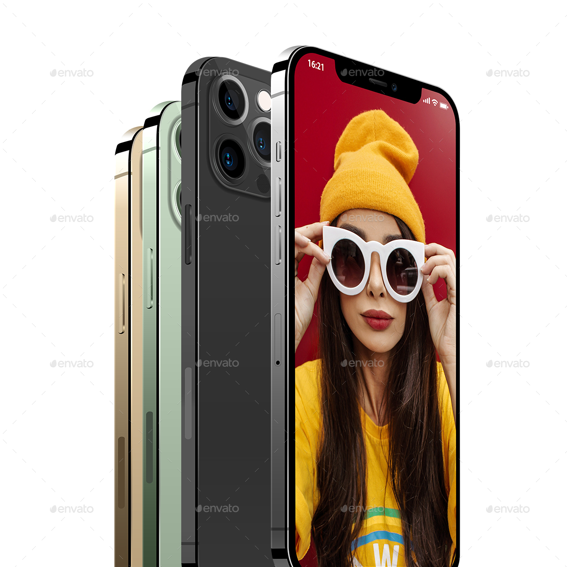 iPhone 12 Pro Vector Layered PSD Mock-ups in 4 Colors, Graphics ...