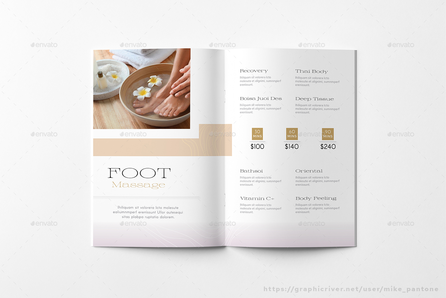 Spa and Massage Menu Brochure, Print Templates | GraphicRiver