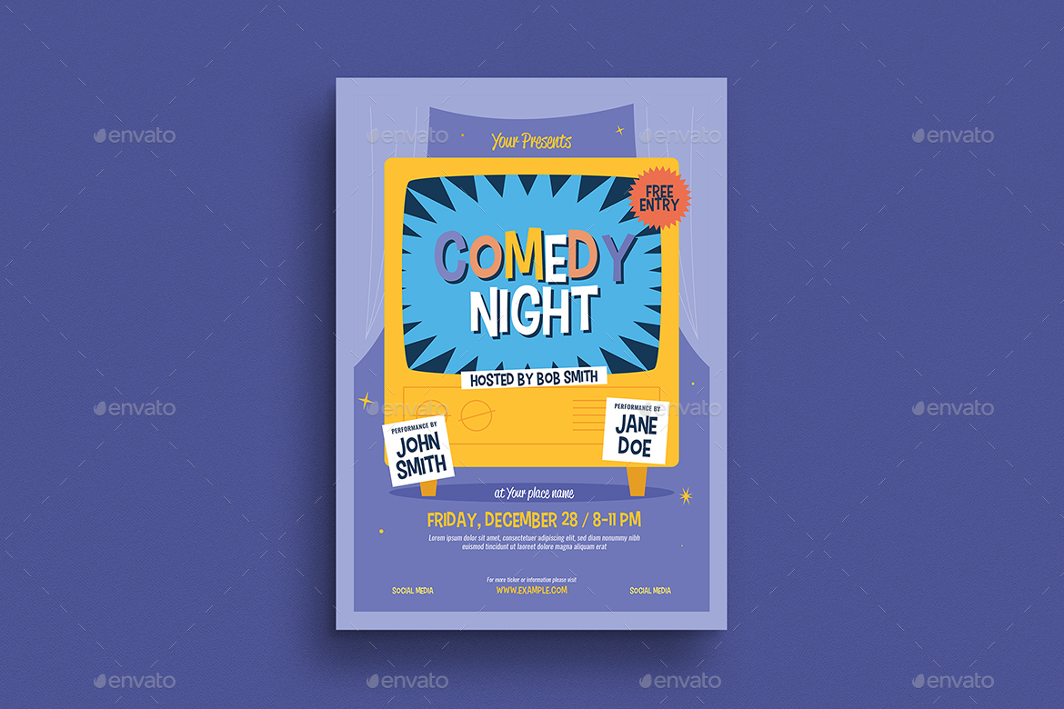 Comedy Night Event Flyer, Print Templates | GraphicRiver