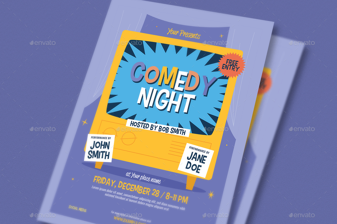 Comedy Night Event Flyer, Print Templates | GraphicRiver