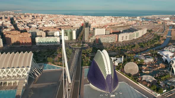 Valencia Spain. Aerial View. City of Arts and Sciences., Stock Footage