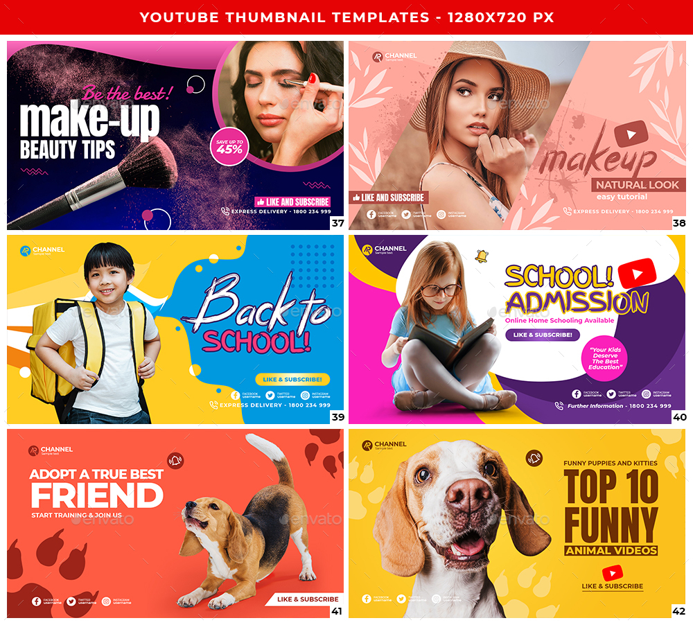 50-Youtube Thumbnail Templates, Web Elements | GraphicRiver