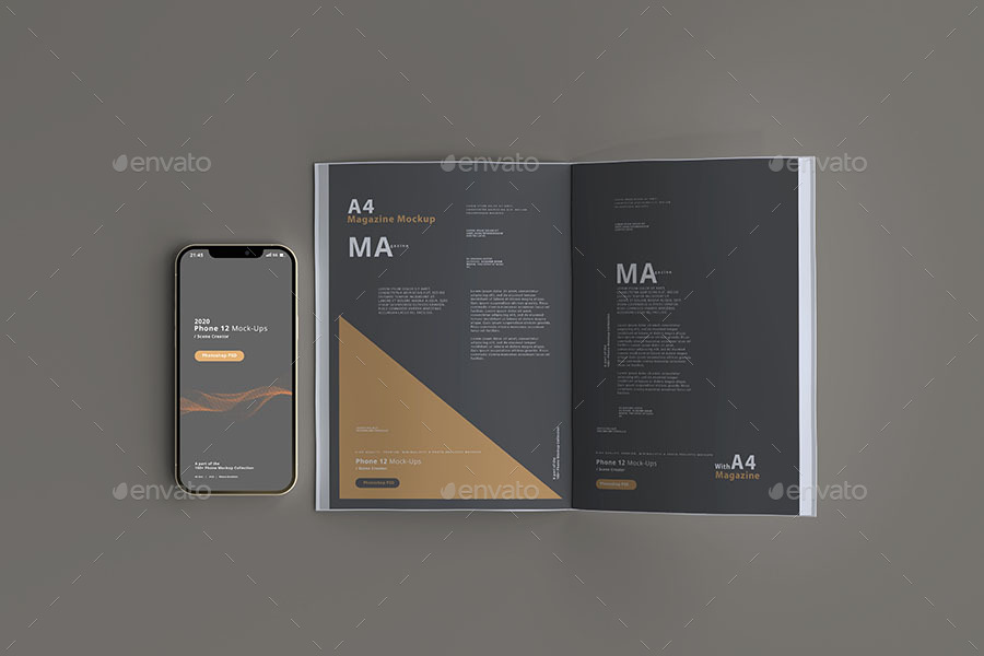 2020 Smart Phone 12 Mockups with Magazine Covers by mock-upstudio ...