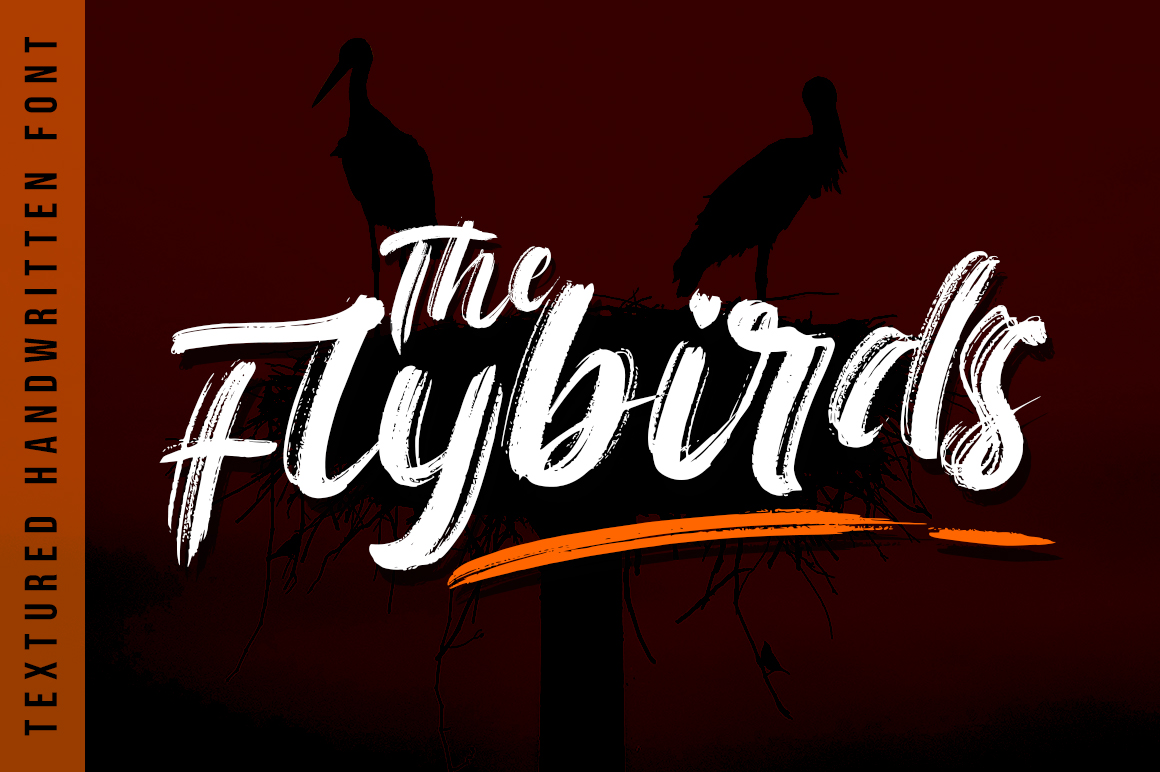 The Flybirds - Textured Brush Font, Fonts | GraphicRiver
