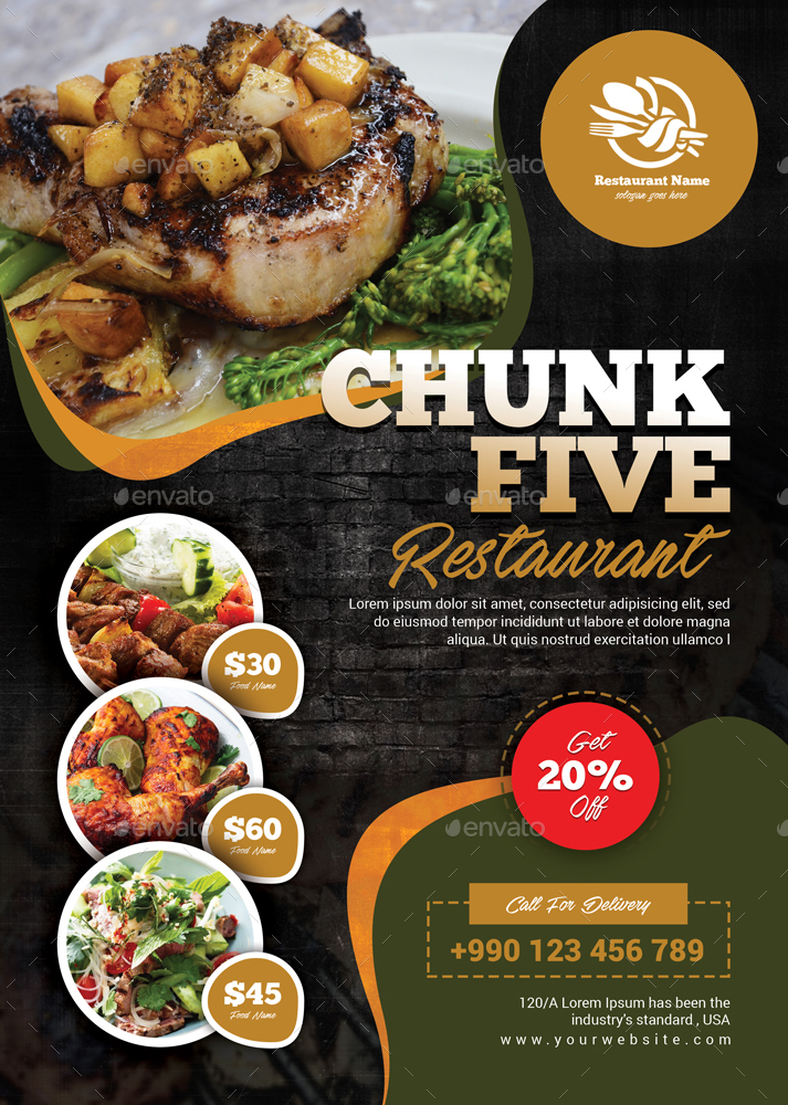 Restaurant Flyer, Print Templates | GraphicRiver