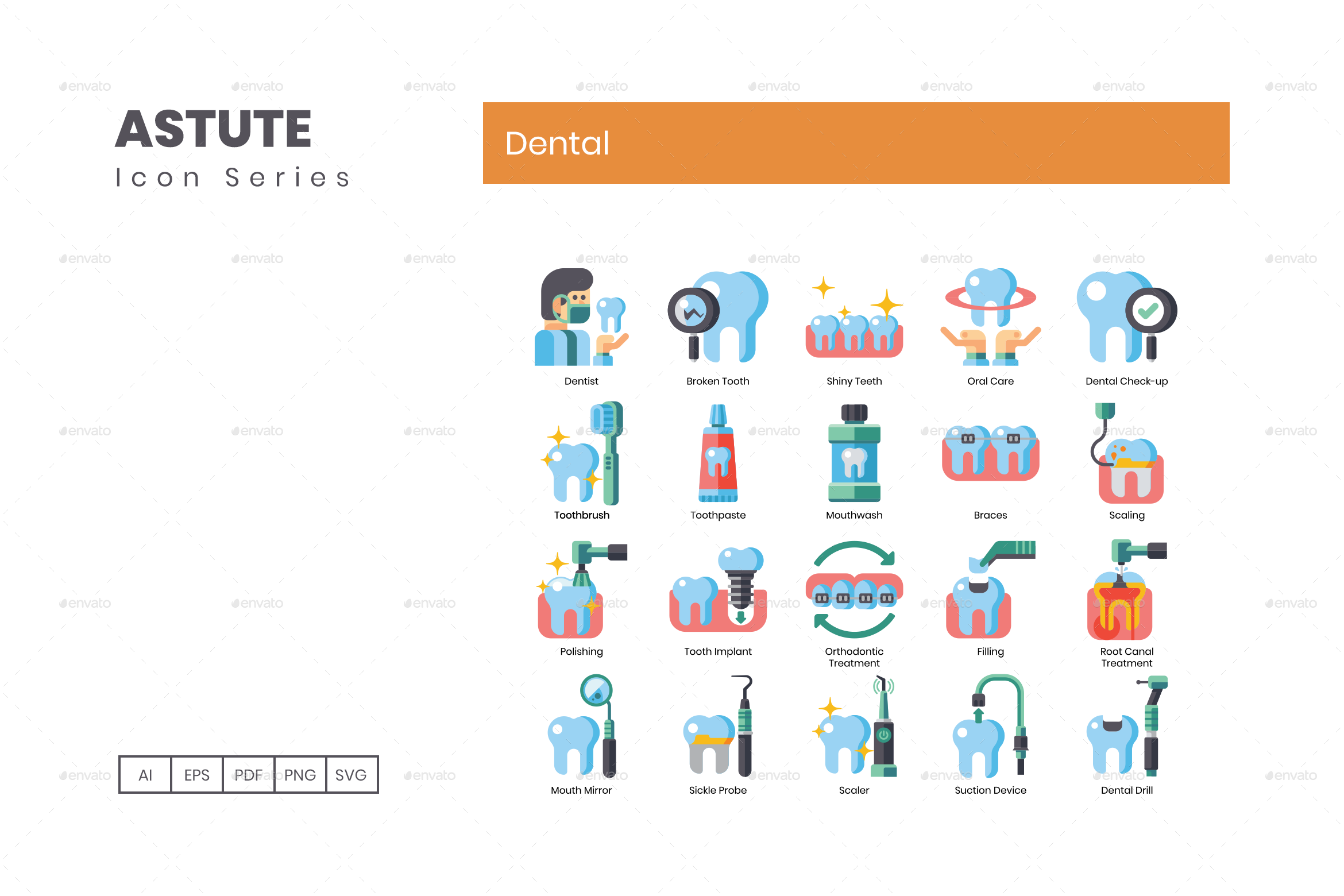 80 Dental Icons by Krafted | GraphicRiver