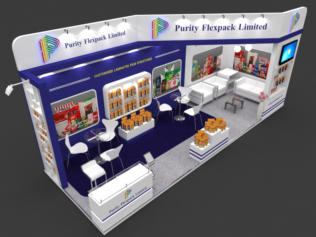 Exhibition Booth 3D Model - 9x3 mtr by piyushp78 | 3DOcean