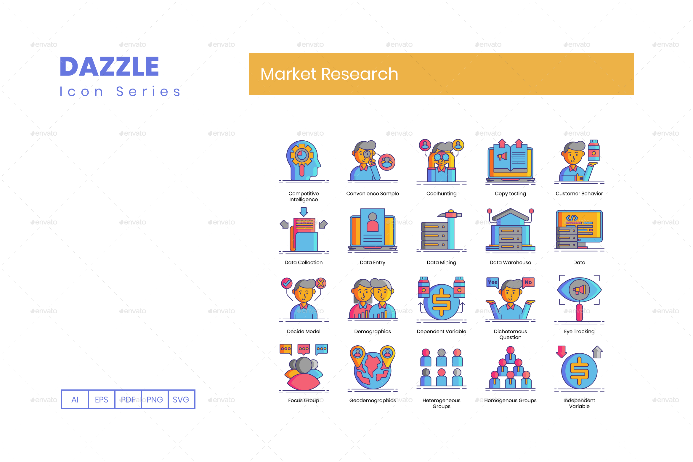 80 Market Research Icons, Icons | GraphicRiver
