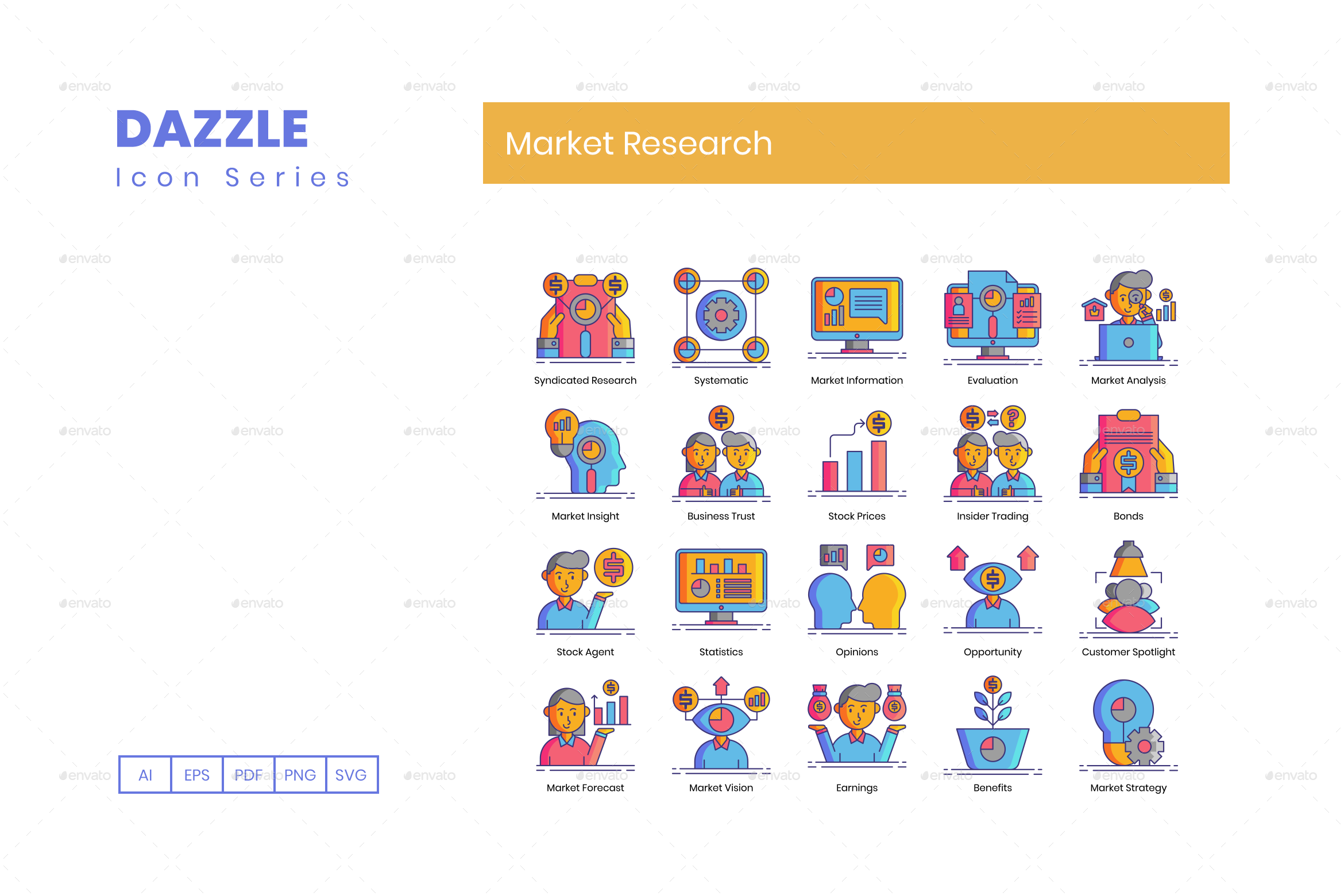 80 Market Research Icons, Icons | GraphicRiver