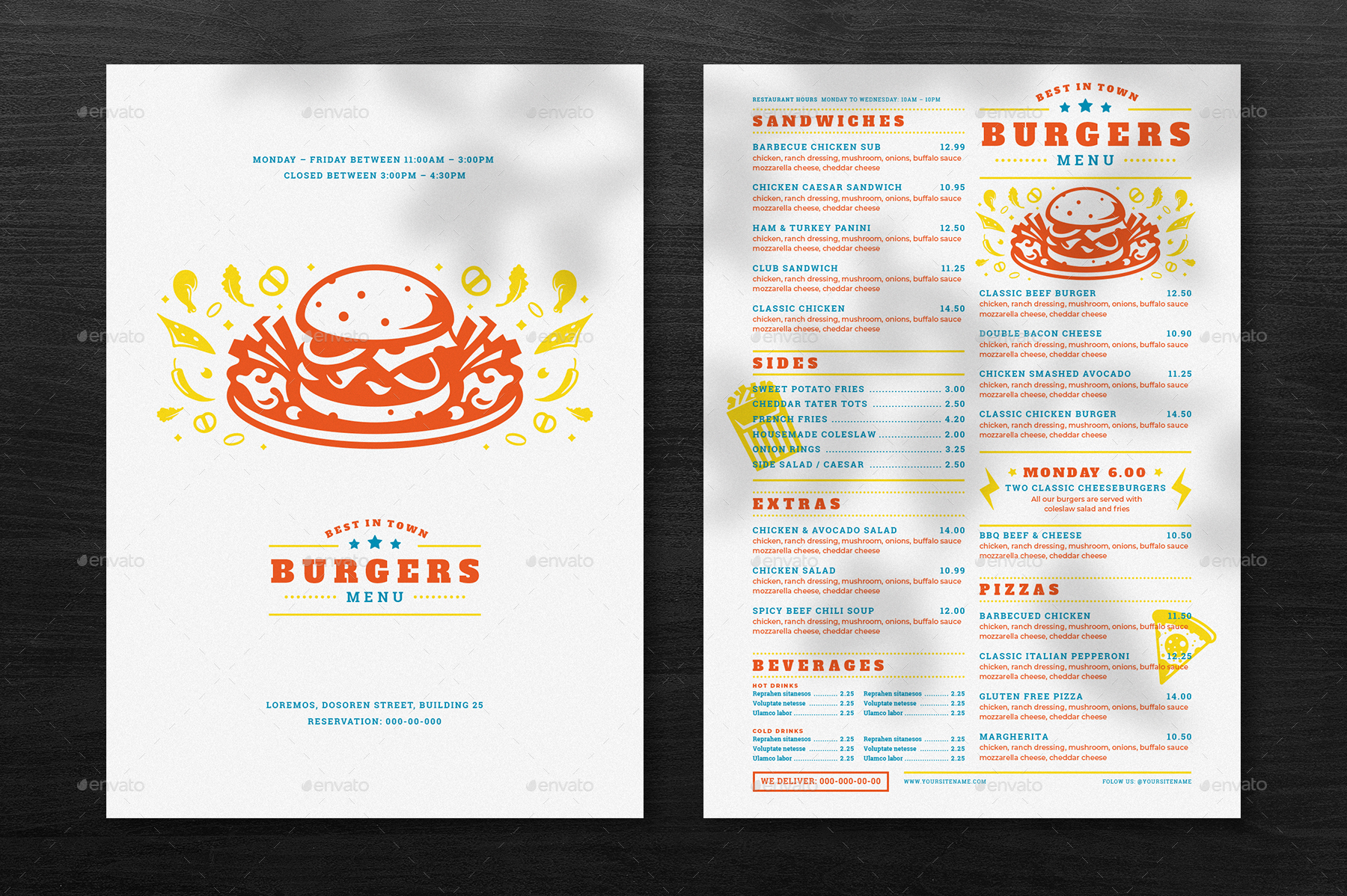 Burgers Menu Template, Print Templates | GraphicRiver