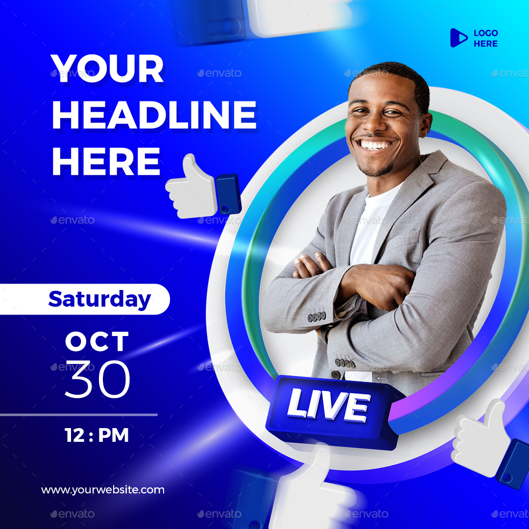 Live Streaming Banner Social Media Post template, Web Elements ...