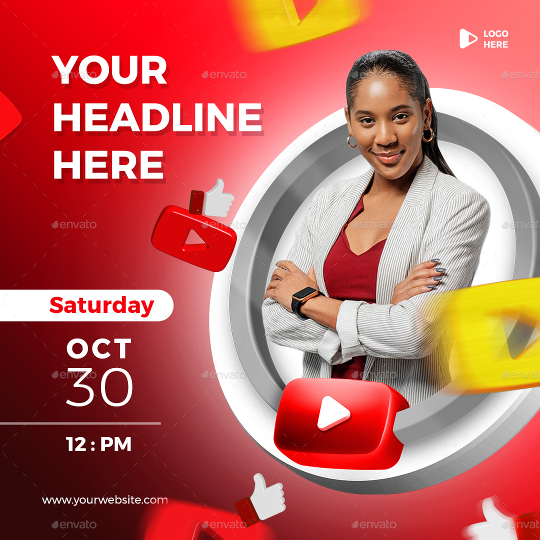 Live Streaming Banner Social Media Post template, Web Elements ...