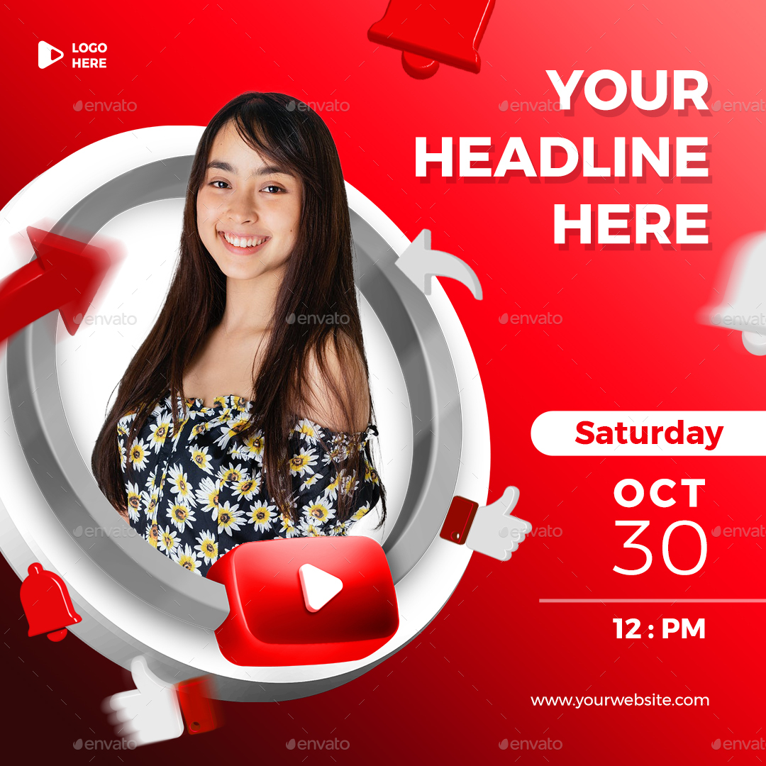 Live Streaming Banner Social Media Post template, Web Elements ...