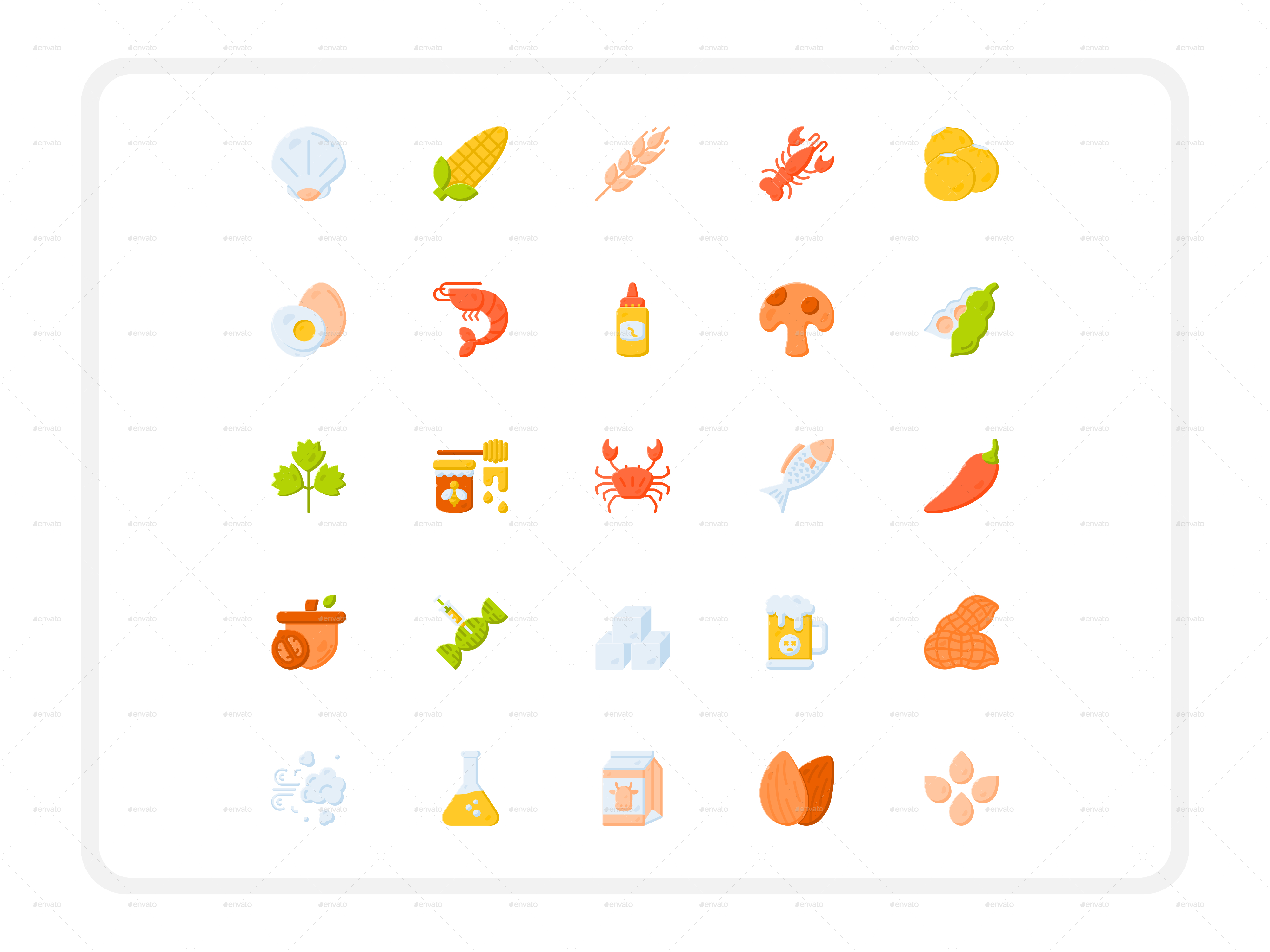 Allergenic Food Icon Pack, Icons | GraphicRiver