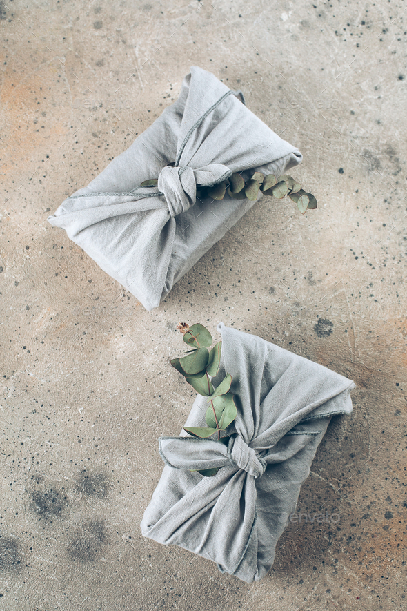 Eco-friendly reusable gift textile packaging with eucalyptus ...