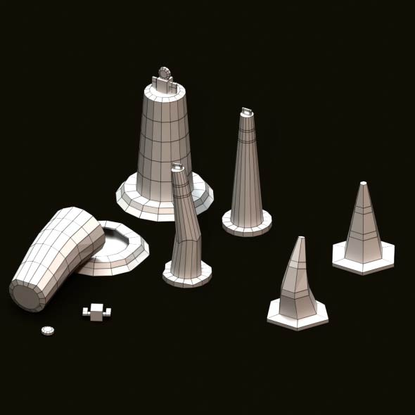 Post Apocalyptic Road Cones Pylons and Barrels by berkerdag | 3DOcean