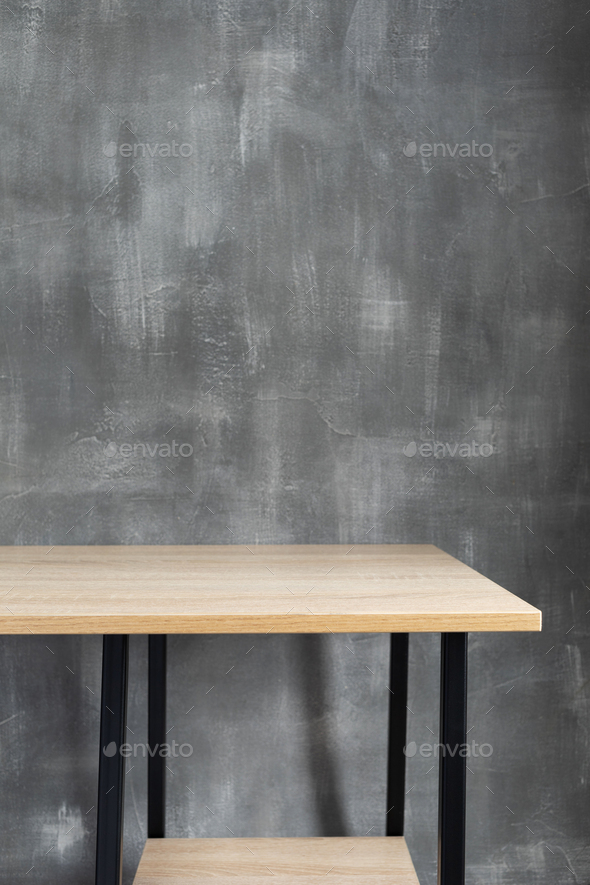 wooden table near wall background surface Stock Photo by seregam ...