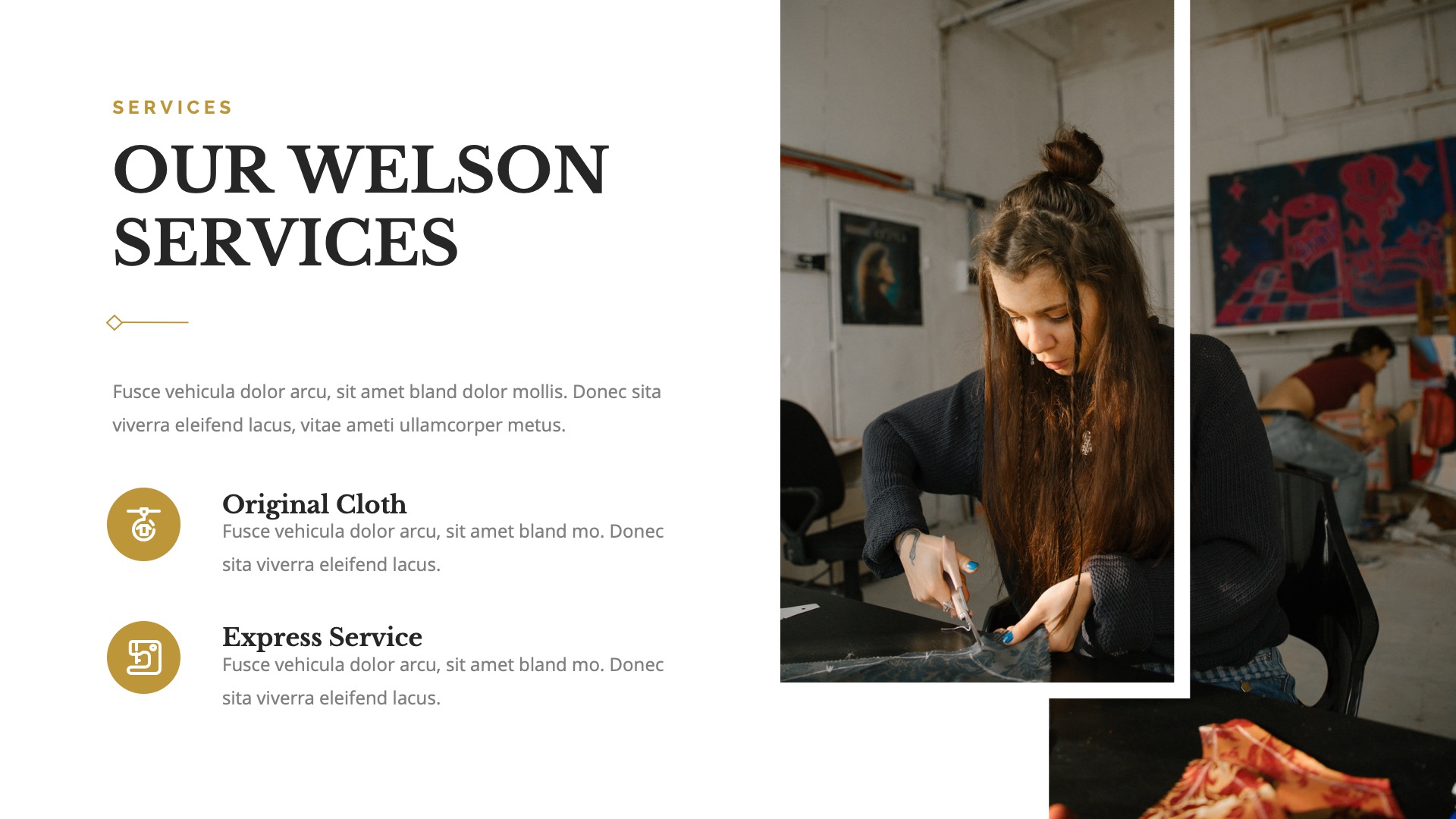 WÉLSON - Dressmaker & Tailor Powerpoint Template, Presentation Templates